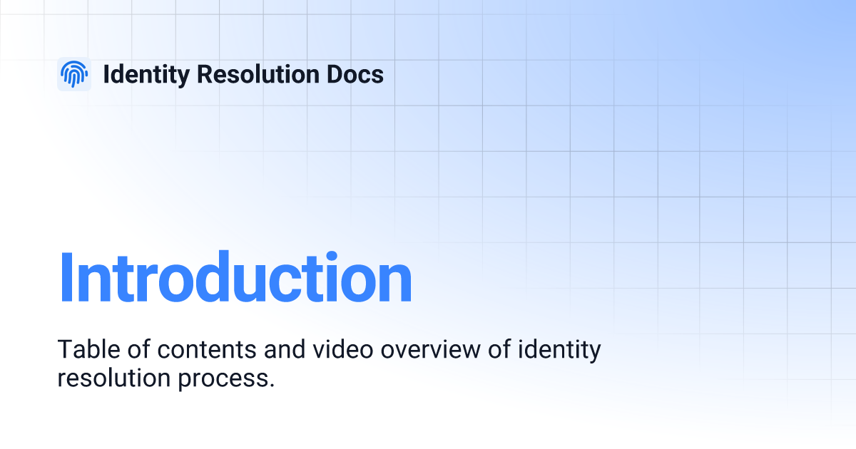 Introduction | Identity Resolution Docs