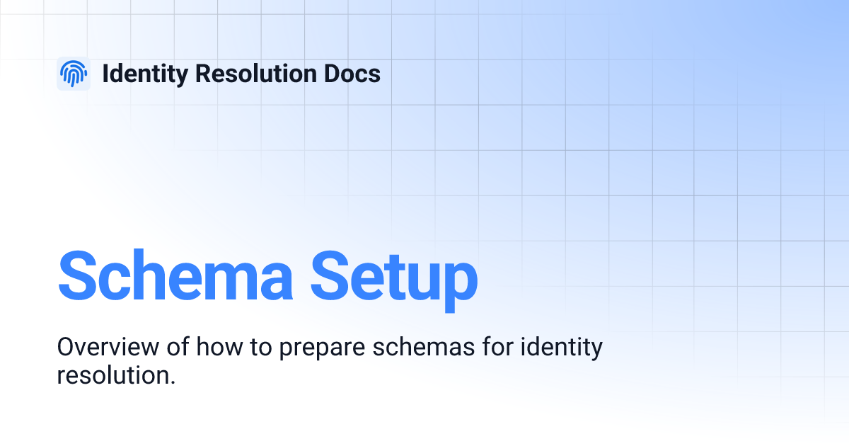 Schema Setup | Identity Resolution Docs